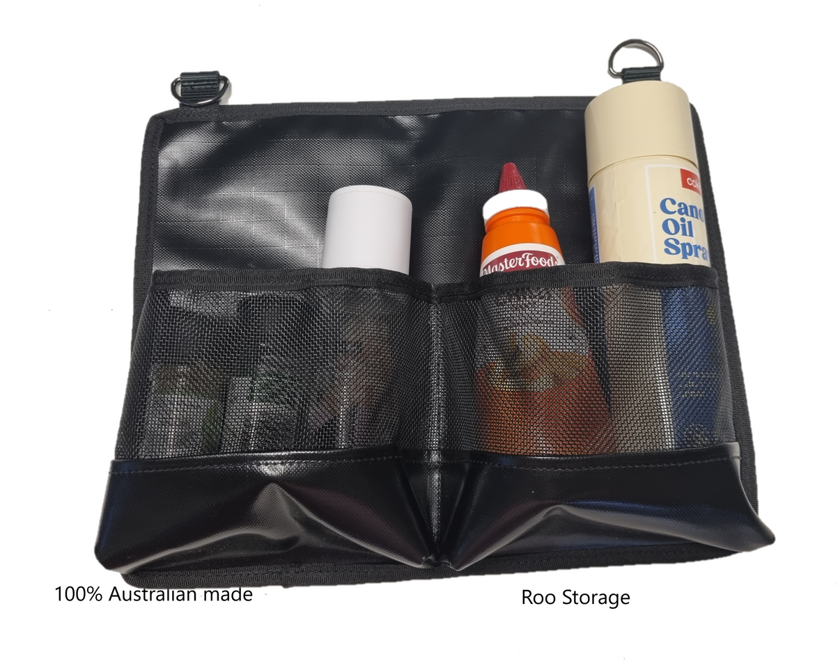 Hanging PVC and mesh 2 pocket storage Camping and UTEs – Roo Storage